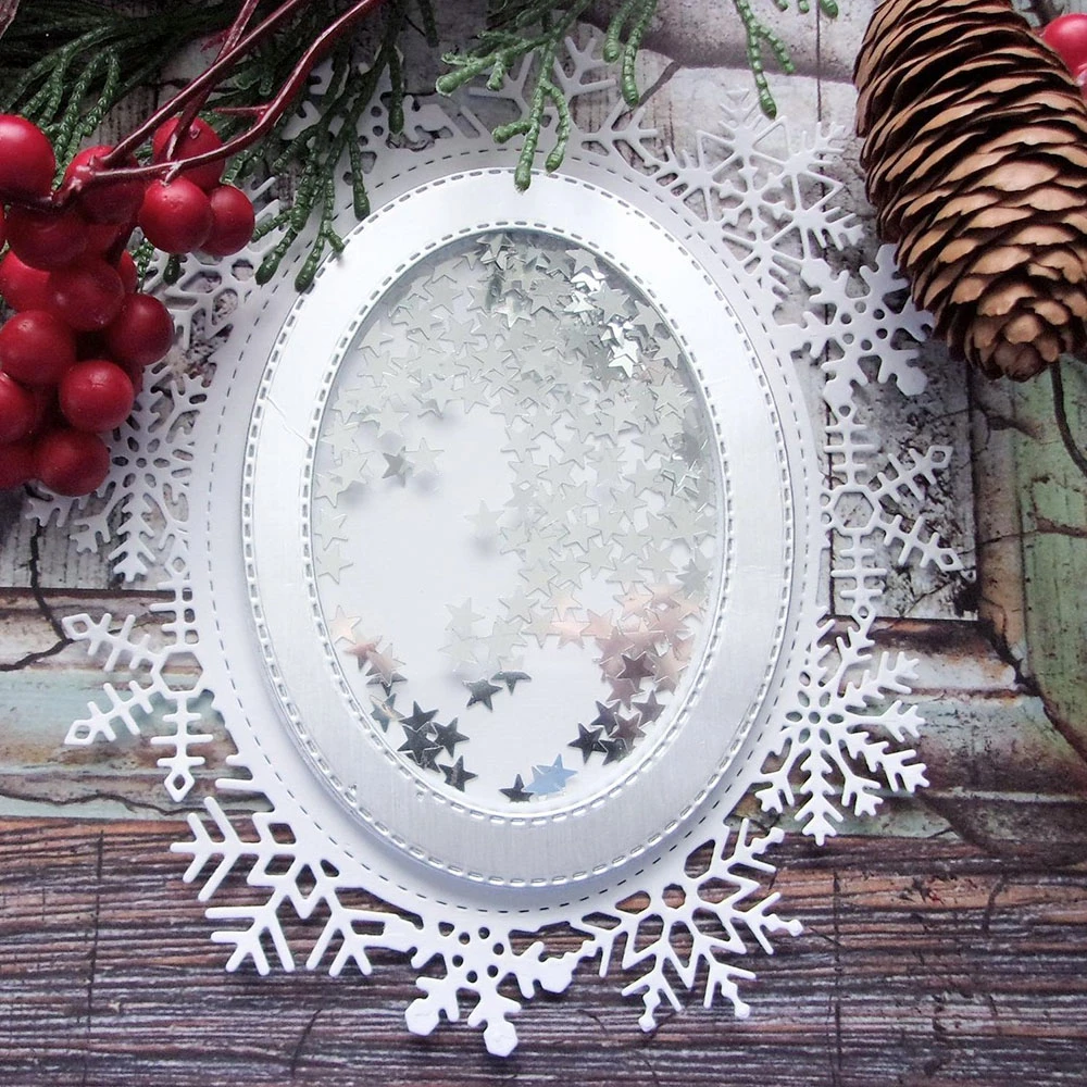 Alinacutle Metal Cutting Die Cut Nesting Oval Snowflake Frame ...