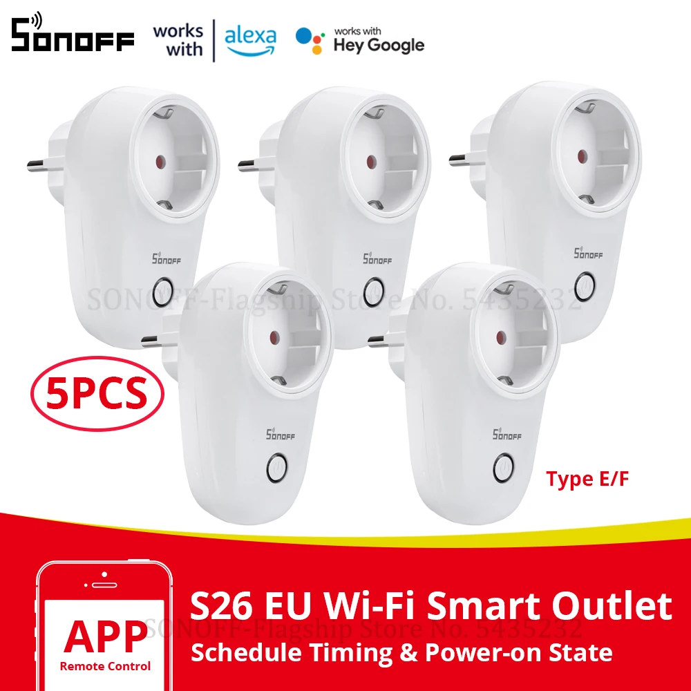 1-3-5PCS-Itead-SONOFF-S26-WiFi-Smart-Plug-EU-Power-Socket-Wireless ...