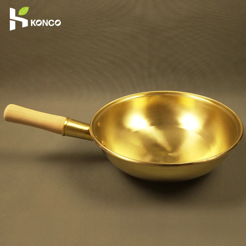 Pure Brass Wok Pan Thickened Copper Pot Chinese Wok Frying Pan Brass ...