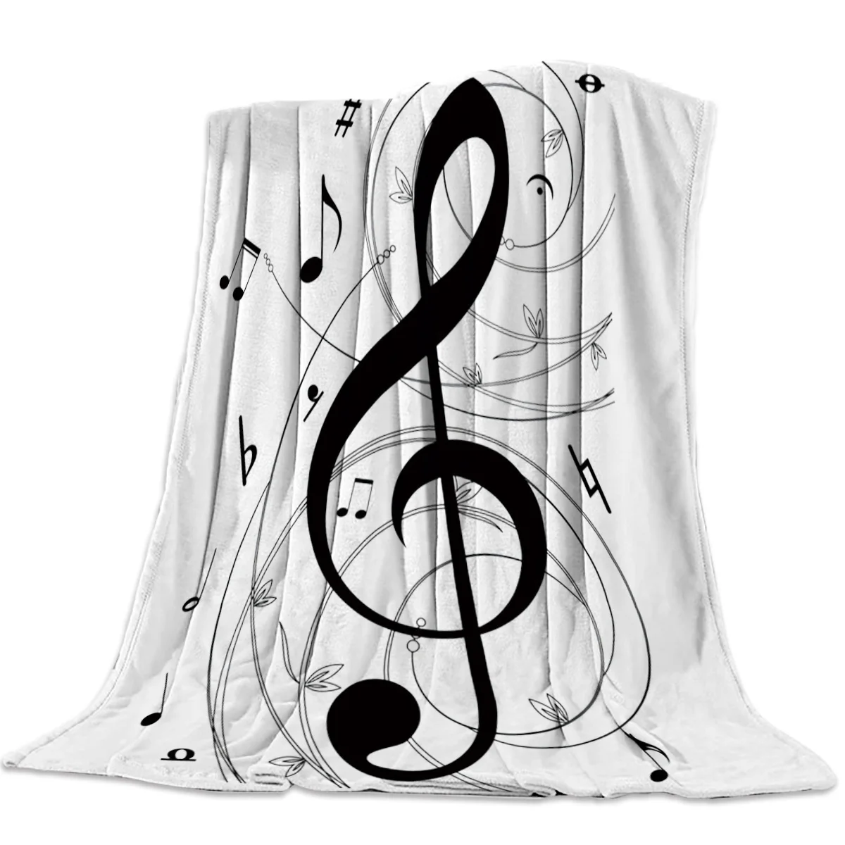 Soft Warm Coral Fleece Blanket Music Symbol Black And White Art Winter ...