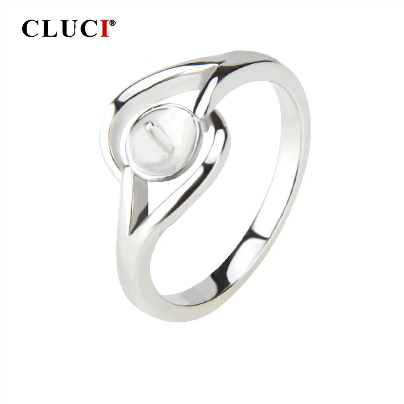 CLUCI Silver 925 Simple Women Pearl Ring Mounting Jewelry for ...