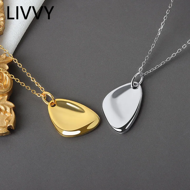 LIVVY-Silver-Color-Simple-Smooth-Triangle-Shape-Necklaces-For-Women-New ...