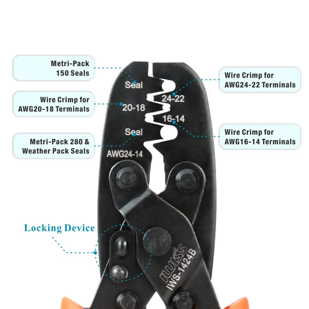 IWS-1424B Weather Pack Crimper Tools for Delphi Packard Terminals 14 ...