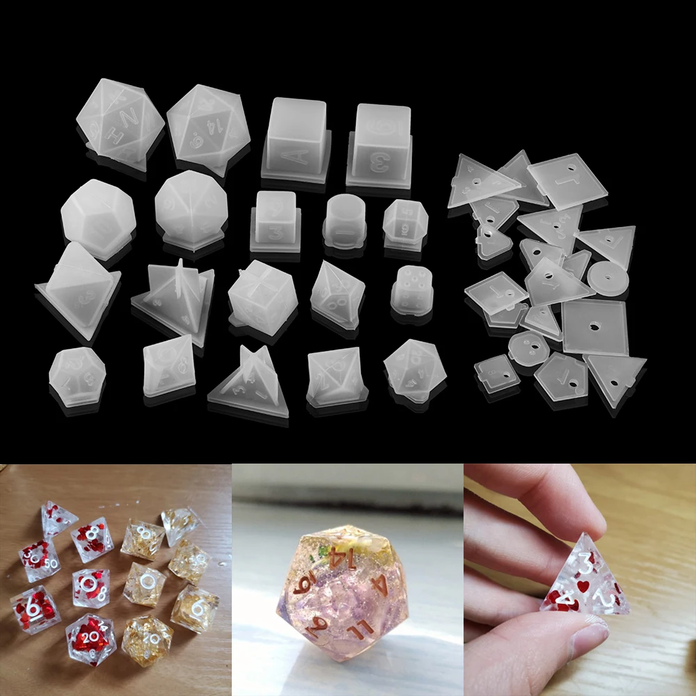 19 Shapes Dice Silicone Molds Fillet Square Triangle Dice Epoxy Resin ...