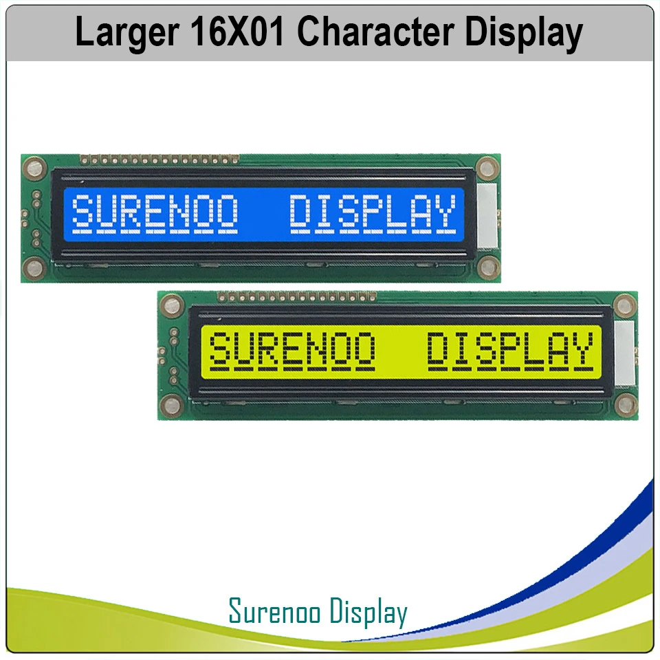 Larger 161 16x1 1601 Character Lcd Module Display Screen Lcm Blue Yellow Green With Backlight ...