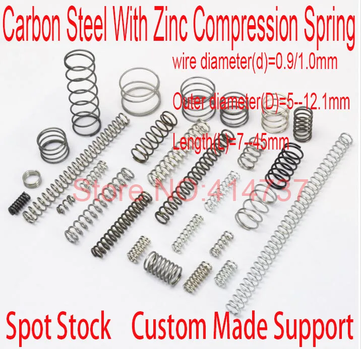 2pcs Carbon steel 1.2mm wire Square compression spring 1.2mm wire micro ...
