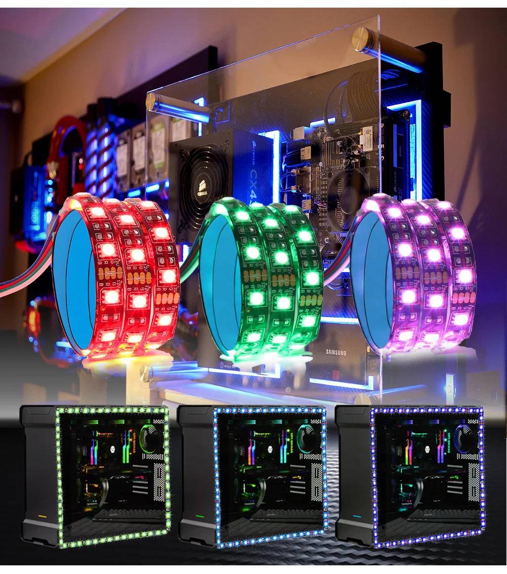 BANDE LED,One Strip-50CM--Bande lumineuse SATA LED, 5050 RGB, 12v dc ...