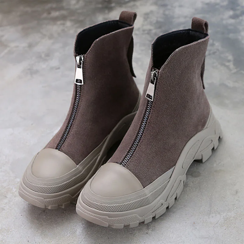 CuddlyIIPanda Autumn New Front Zipper Women Chelsea Boots British Style ...