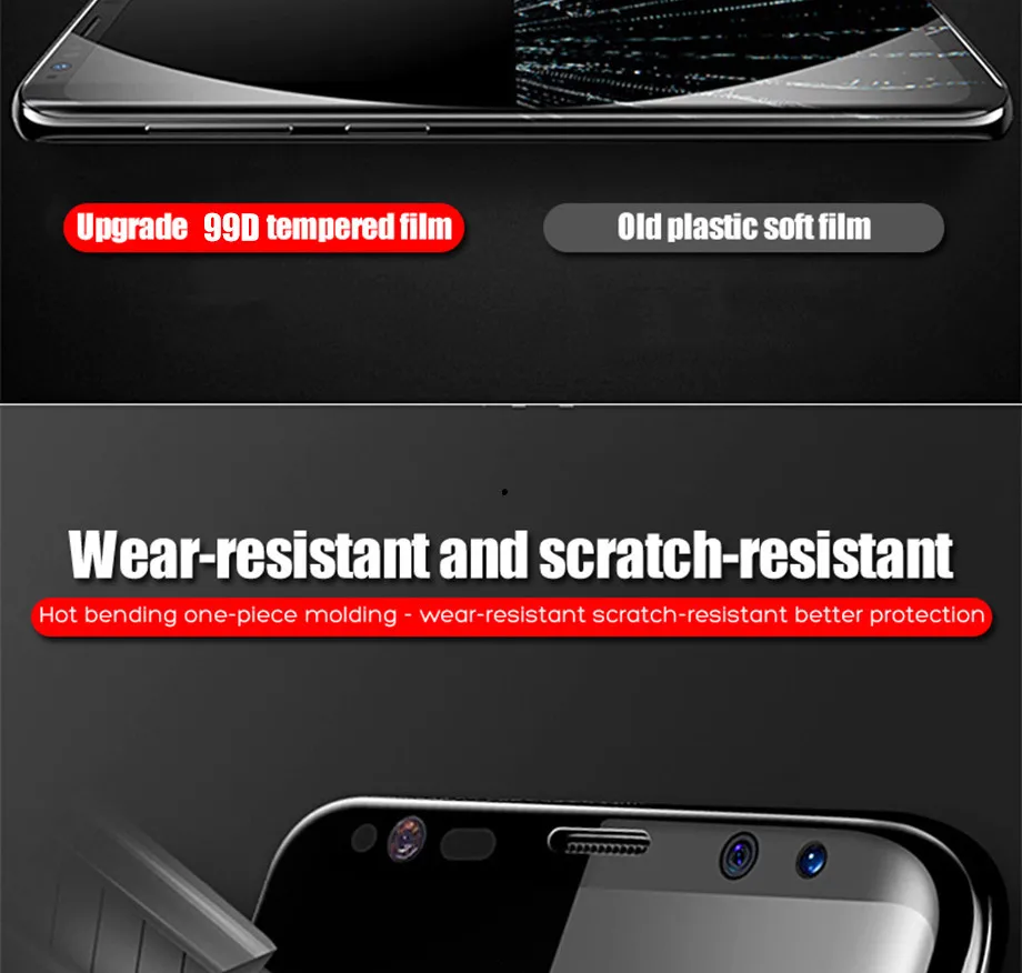 300D полностью изогнутое закаленное стекло для samsung Galaxy S9 S8 Plus Note 9 8 Защитная ...