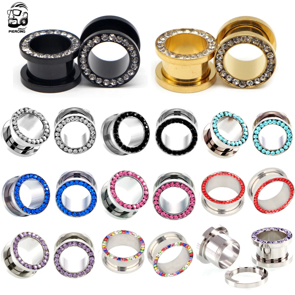 2PCS-6-20mm-Ear-Plugs-316L-Stainless-Steel-Ear-Tunnels-Plugs-Piercing ...