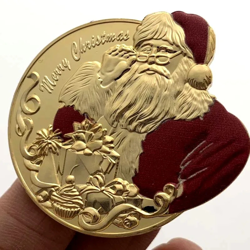 New-Year-2022-Commemorative-Coins-Santa-Claus-Gives-Gifts-Gold-Plated ...