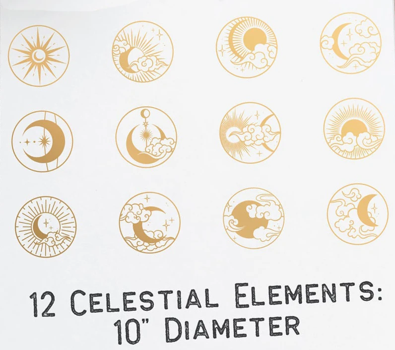 Home & Living Mystical Sun And Moon Galaxy Vinyl Celestial Art Sun Face ...