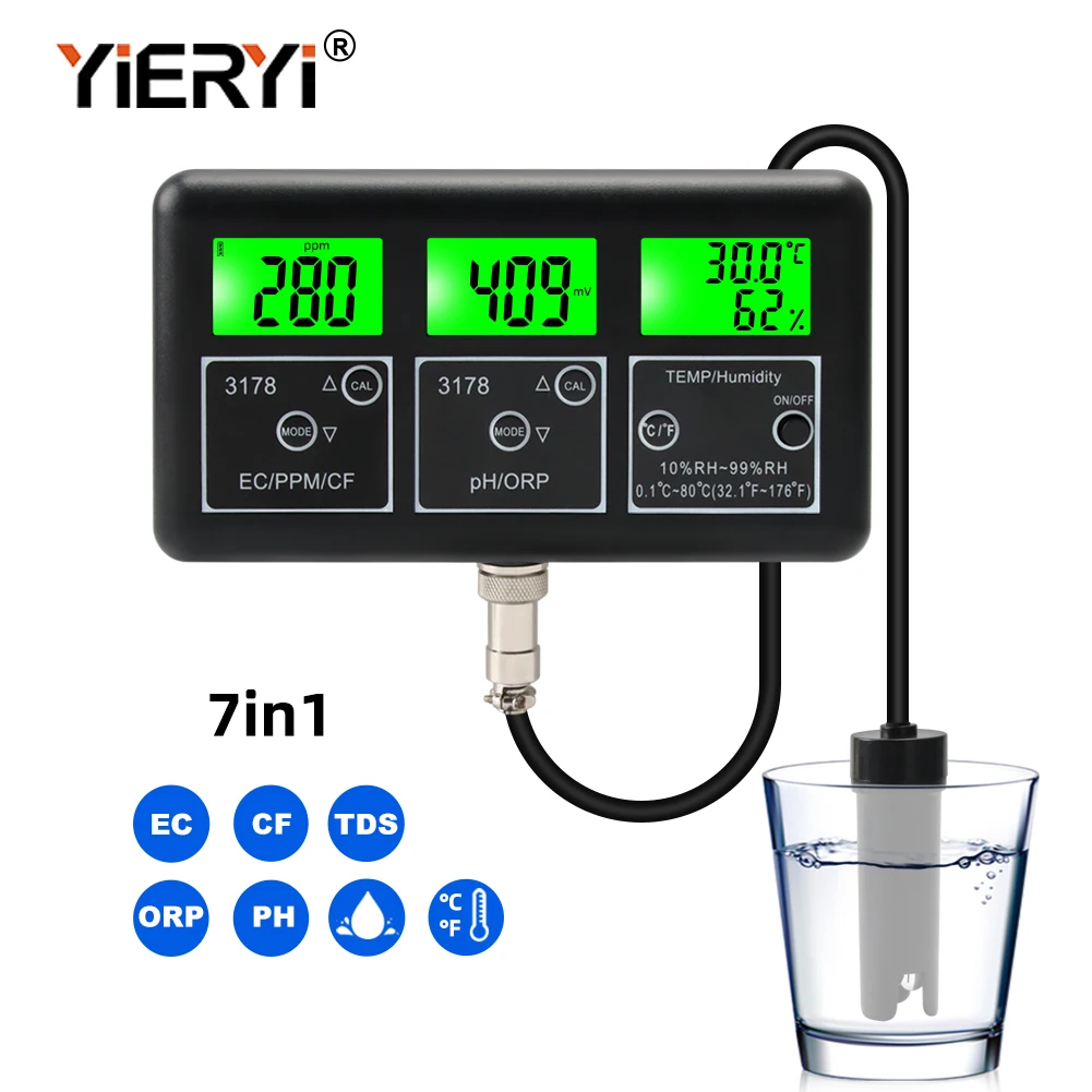 Yieryi-7-in-1-Multi-function-Water-Quality-Monitor-Digital-PH-ORP-TDS ...