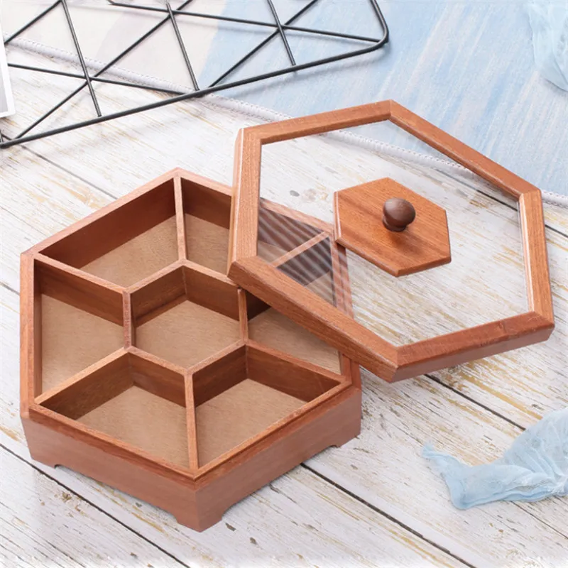 Plats et assiettes,Conteneur multifonctionnel en bois massif avec ...