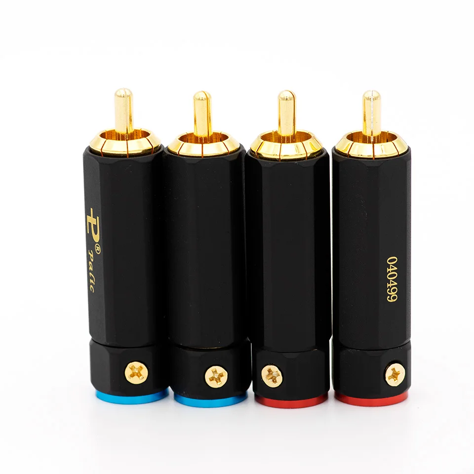 4pcs Gold-plated Hifi Copper Rca Plug Hi-end Self-locking A/v Connector For Diy Audio Cable ...