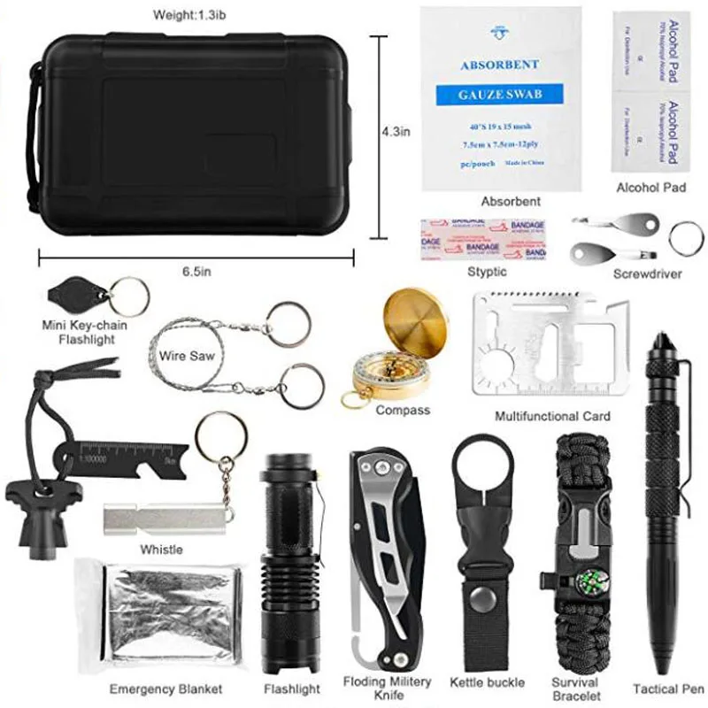 18 In 1 Emergency Survival Kit Professional Tactical Defense EDC Tools ...