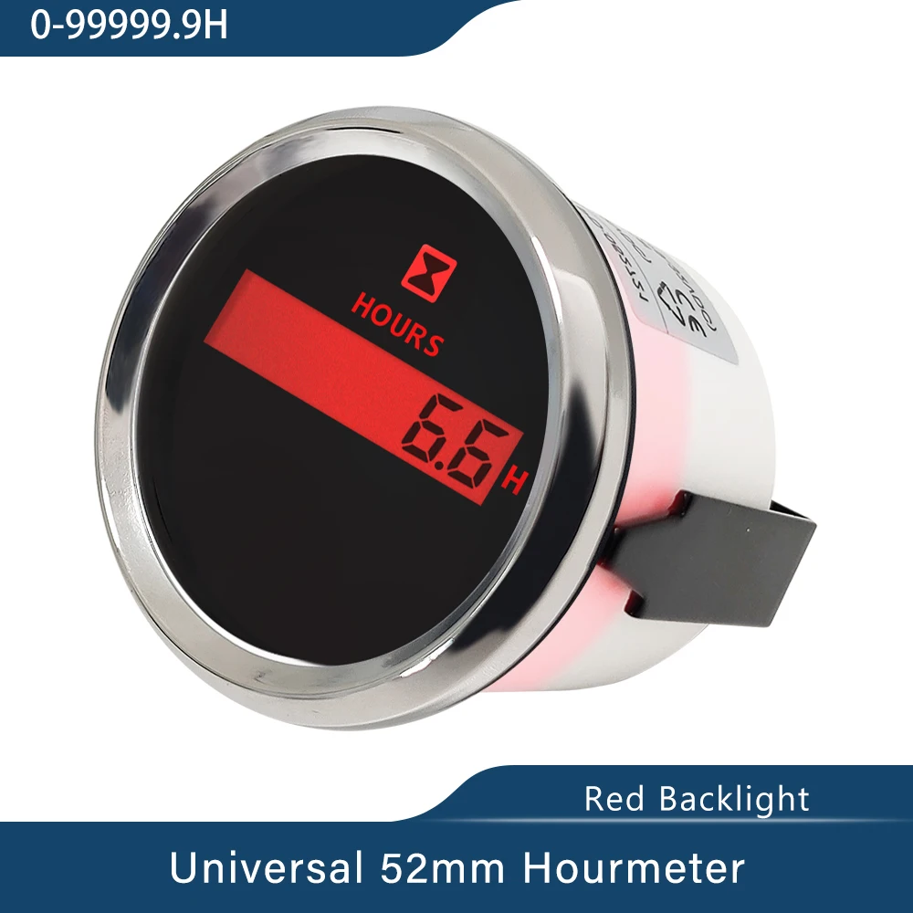 Digital Hour Meter Gauge LCD Engine Tach Hour Meter Gauge 52mm(2") with Red Backlight for Car ...
