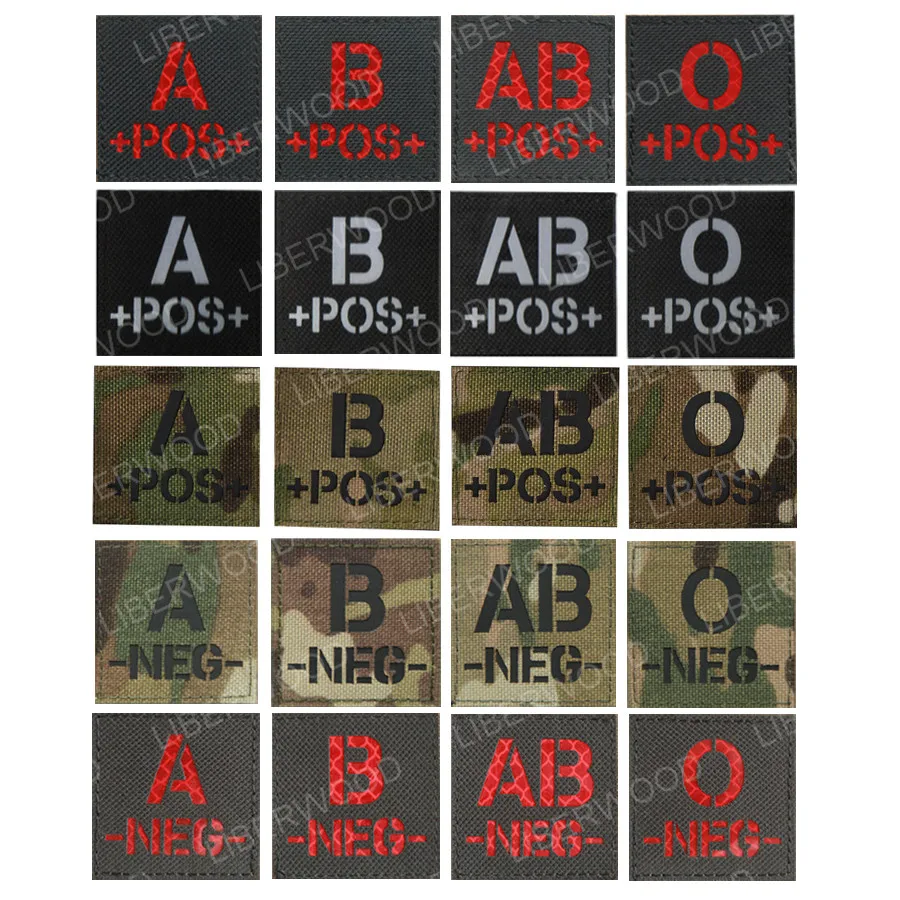 Blood Type Infrared In The Dark Patch A+ B+ O+ Ab+ Pos Positive Ir ...
