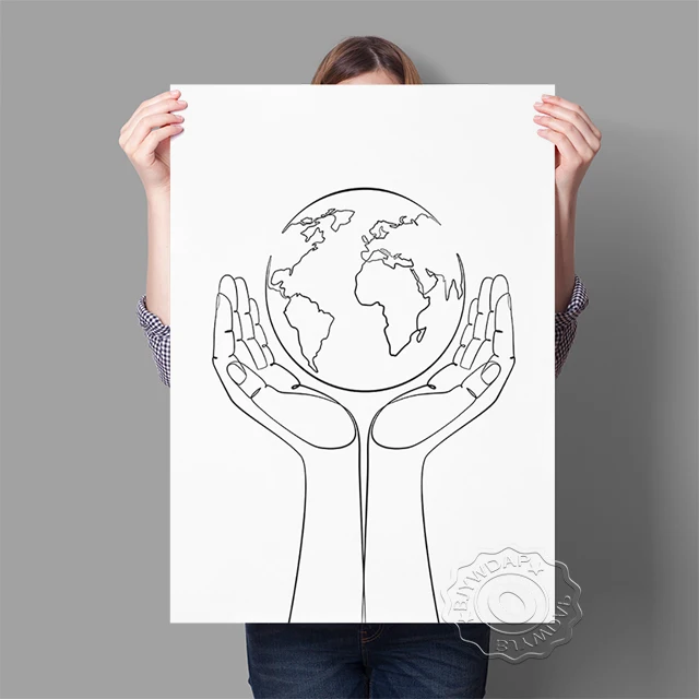 World In Hands Drawing