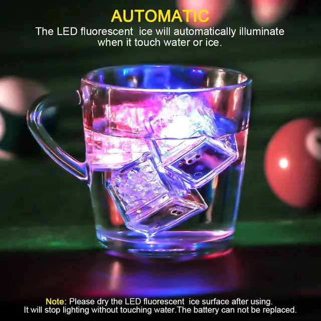 1/12pcs LED Ice Cubes Glowing Party Ball Flash Light Luminous Neon ...