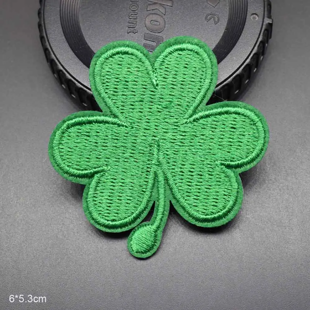 Green Leaf Clover Iron On Embroidered Clothes Patches For Clothing ...