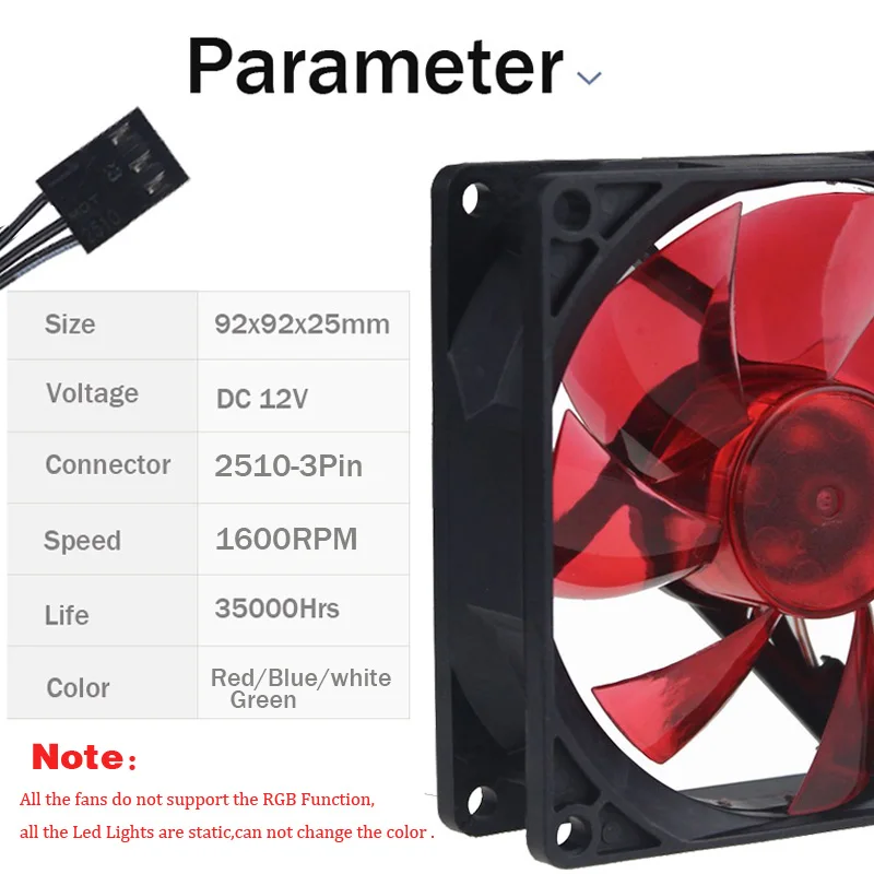 9cm 92mm Led Fan 90mm 4pin 3pin Pc Desktop Computer Case Cooling Cooler ...