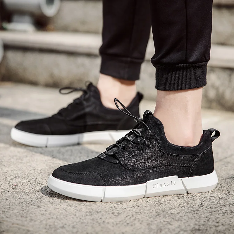 Fashion Man's Shoes Casual Leather Genuine Black Men 2021 New Spring ...