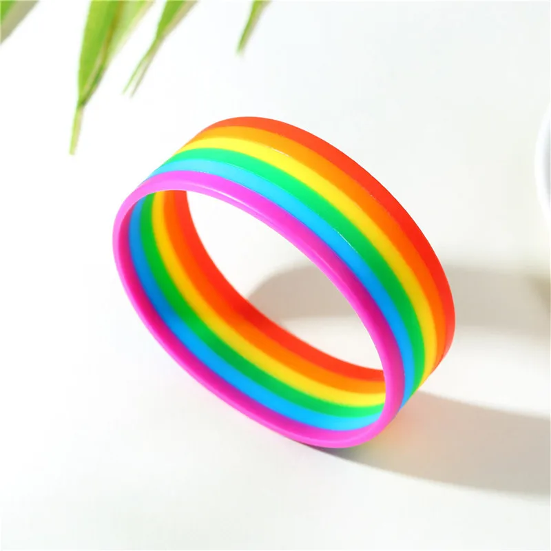 Julie Wang pulsera de silicona con arcoíris para pareja, brazalete con ...