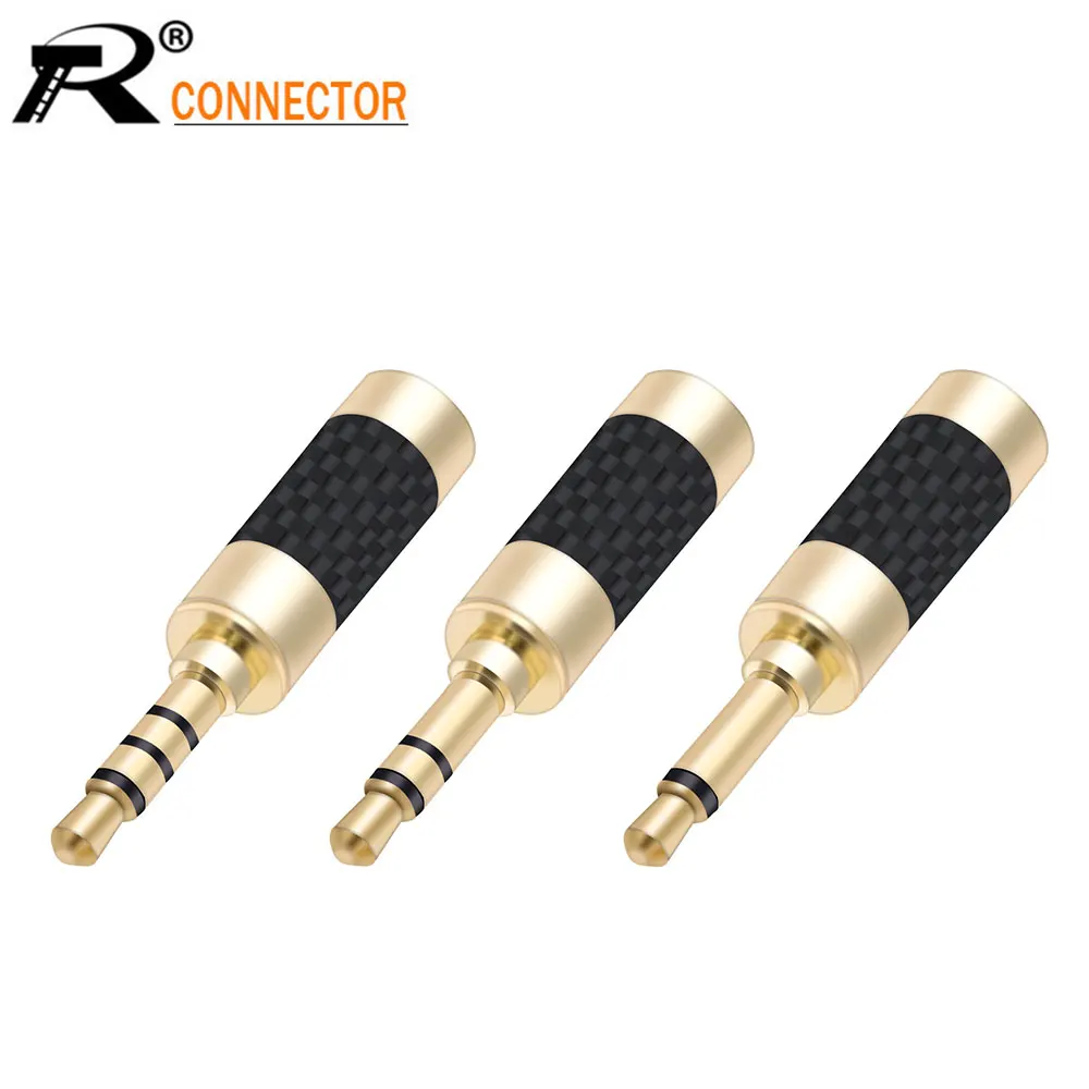 1pc Gold Plated 3.5mm Mono & Stereo Mini Plug 3/4pole Connector Carbon ...