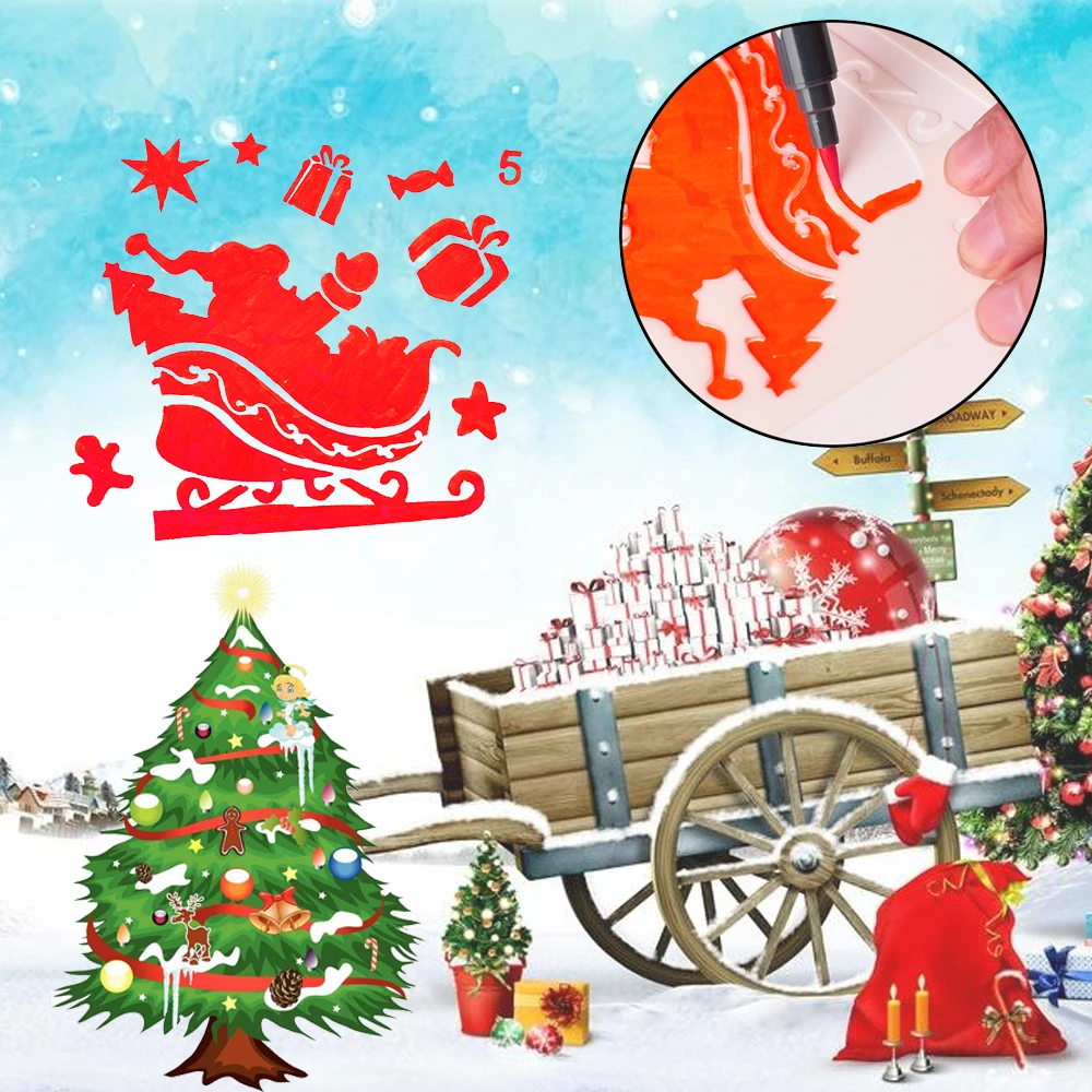 Christmas Hollow Layering Stencils Flower Template Embossing Paper Card ...