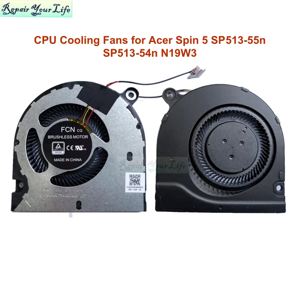 Laptop CPU Cooling Fans for Acer Spin 5 SP513 55n SP513 54n N19W3 Computer Notebook PC Fan ...
