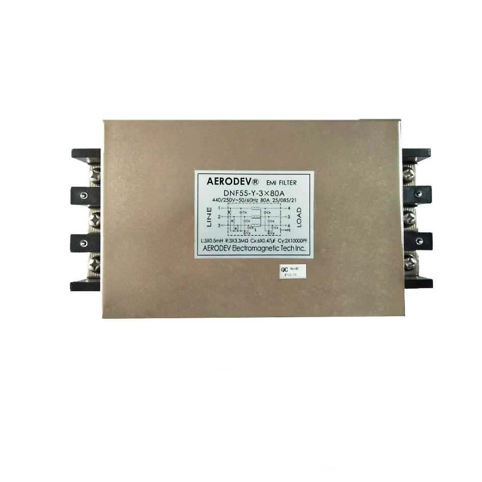 Aerodev Power Supply filter DNF55 Y 3x80A Three Phase EMI Filter 80A 440V 50 60Hz|Switching ...