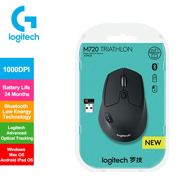 Logitech M720 2.4ghz Wireless Mouse With 1000dpi Unifying Dual Mode ...