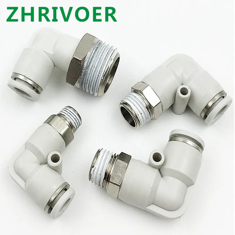 Rosca macho PL, tubo neumático, Conector de codo, tubo de empuje de aire, conector neumático de ...