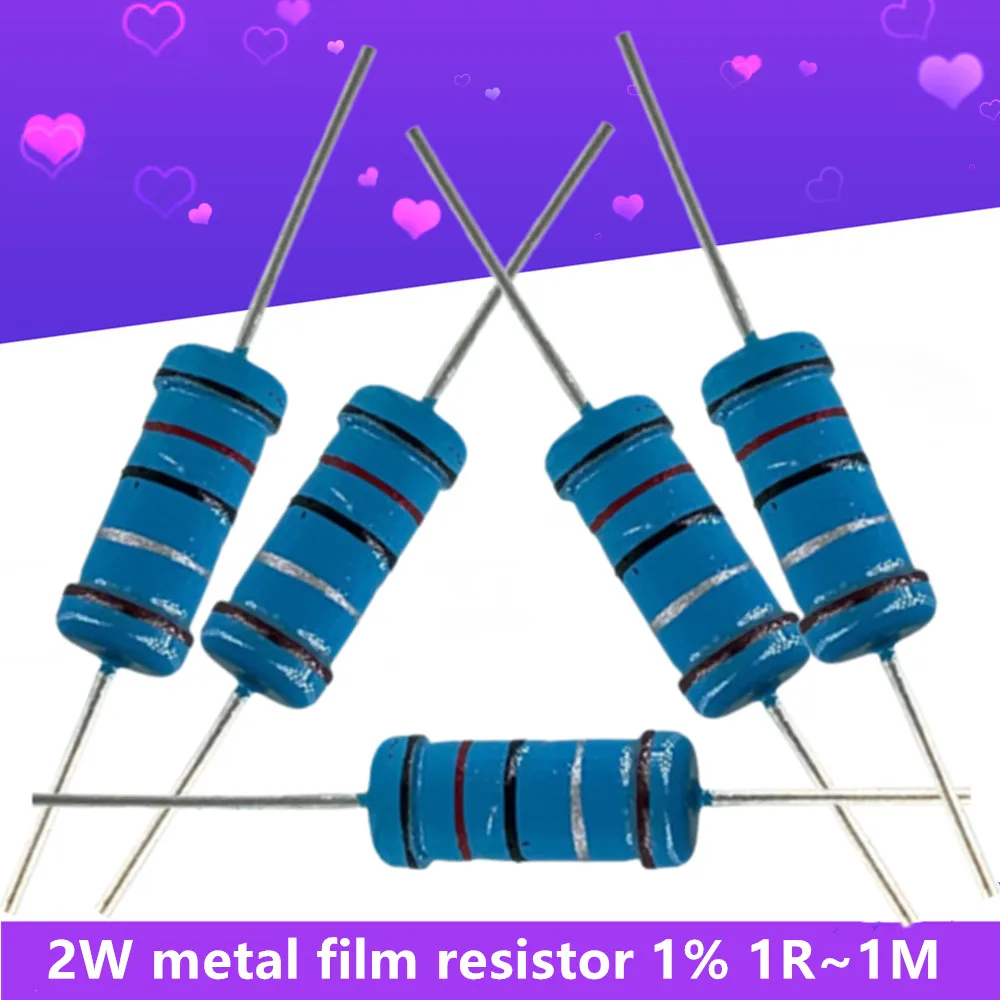 20Pcs-Lots-1-Five-Color-Ring-Resistors-2W-Metal-Film-Resistor-1R-2-2M ...