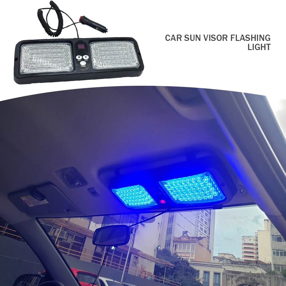 RCL Red Blue 86 LED Sun Visor Emergency Strobe Lights 12 Flash Modes ...