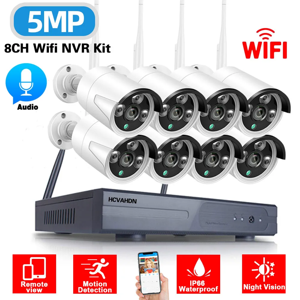 8ch Ip Camera Wifi Nvr Kit Outdoor Waterproof Wifi Cctv Camera Security ...