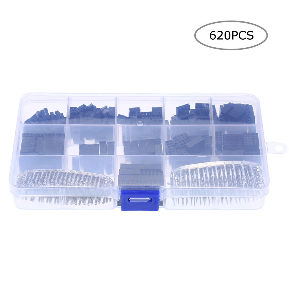 620pcs 2.54mm Pitch 1/2/3/4/5/6 Pin Housing Connector and Male Female ...