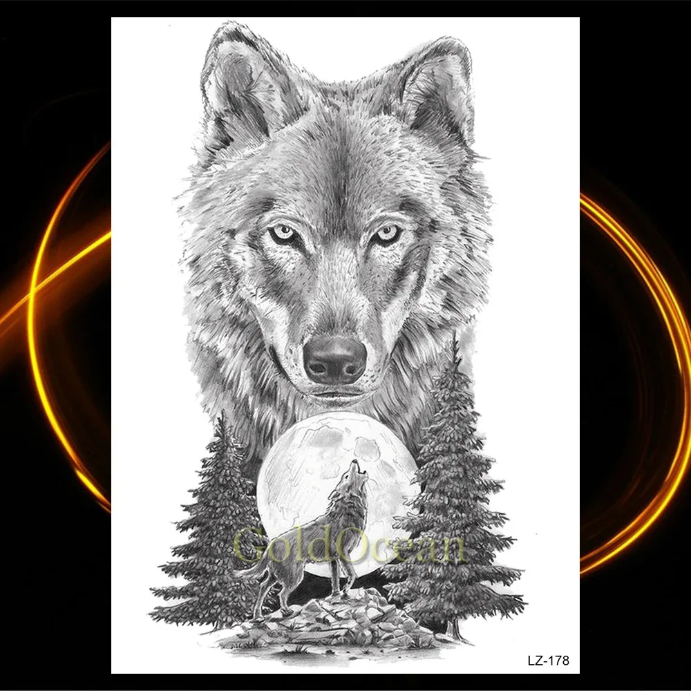Wolf Howling Leg Tattoo