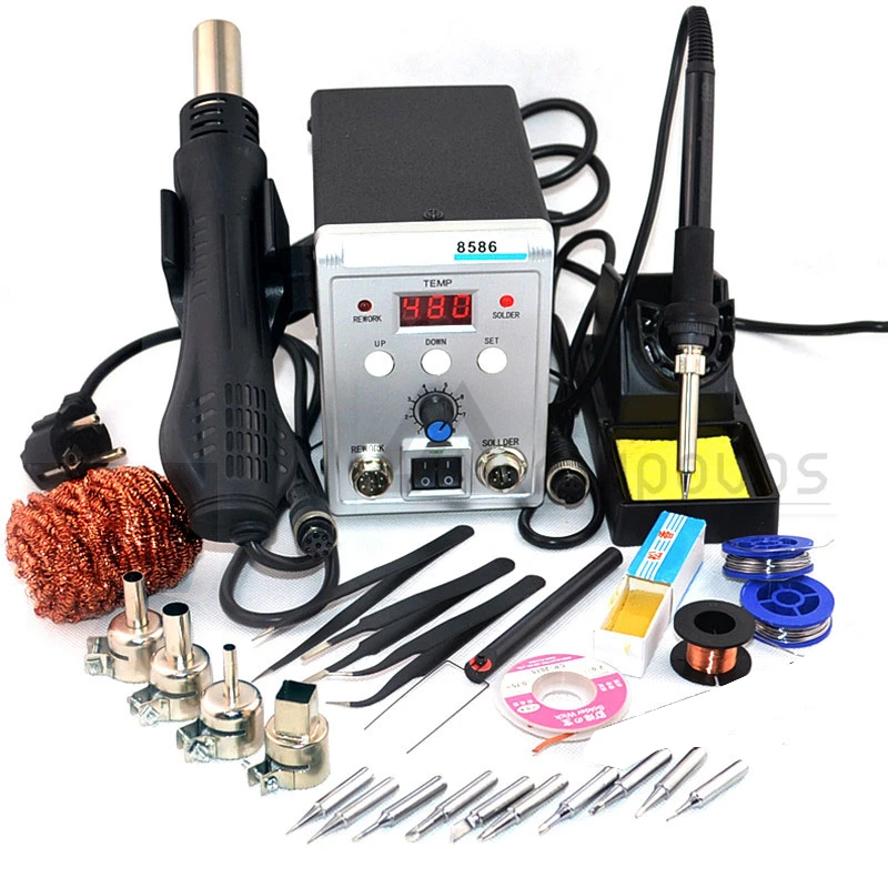 750w 8586 2 In 1 Digital Esd Hot Air Gun Soldering Station Welding ...