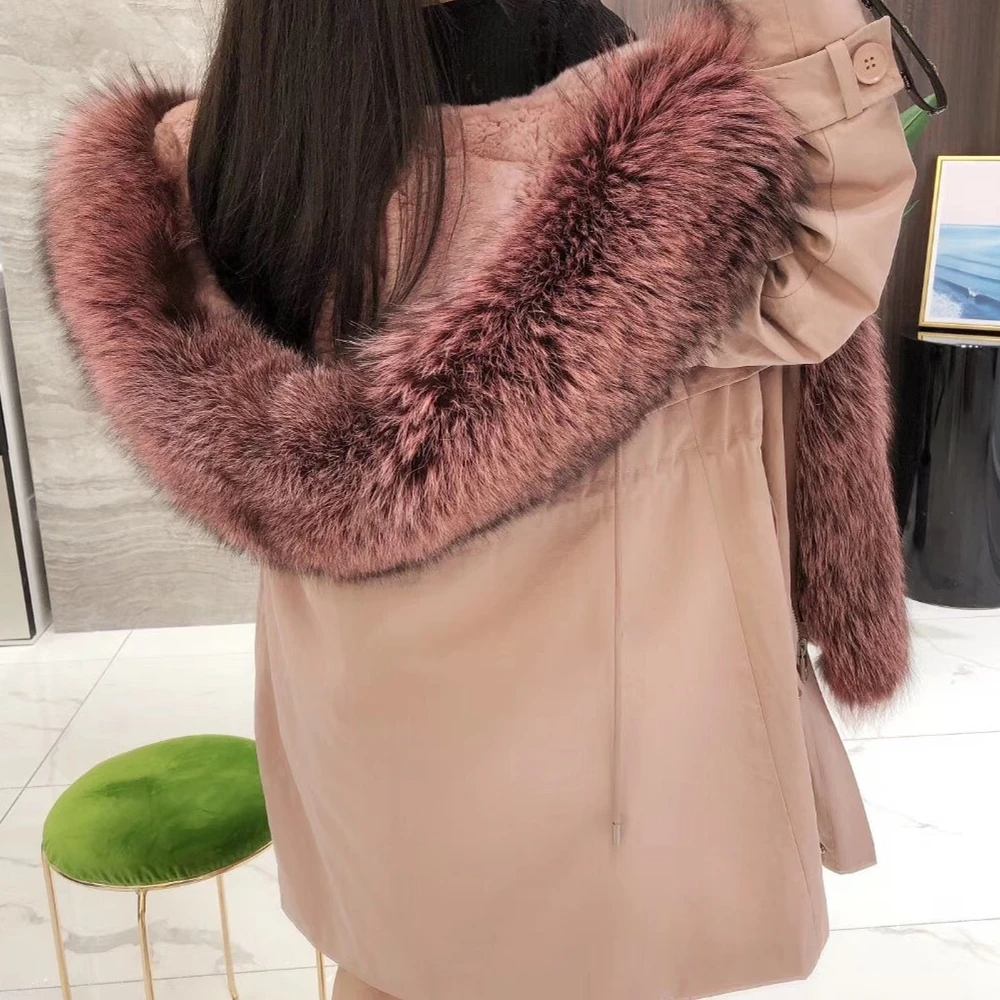OFTBUY Winter Jacket Women Real Fur Coat Casual Big Natural Fox Fur Parka Thick Warm Outwear ...