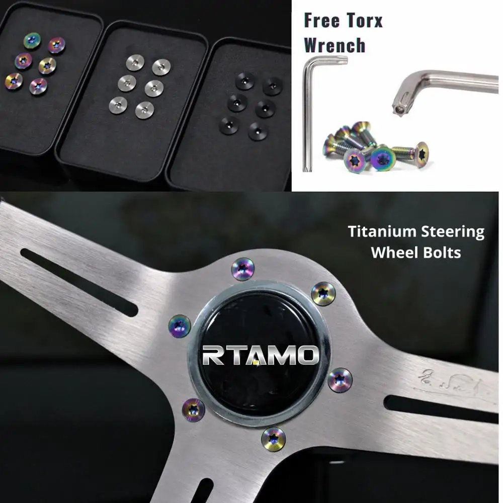 6pcs Titanium Steering Wheel Bolts Kit M5x15 Torx Head With Wrench Fit ...