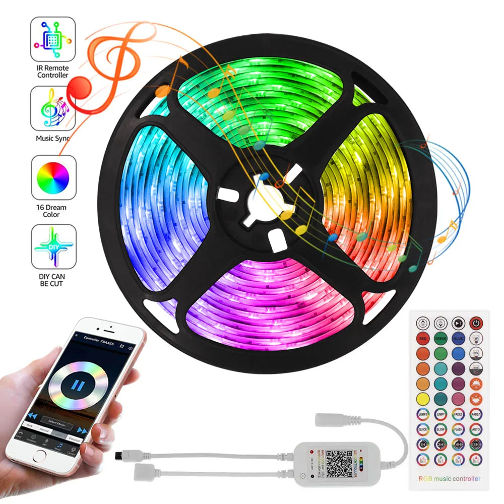 SMD5050-RGB-LED-Strip-Lights-Multiple-Color-Neon-Light-Smart-APP ...