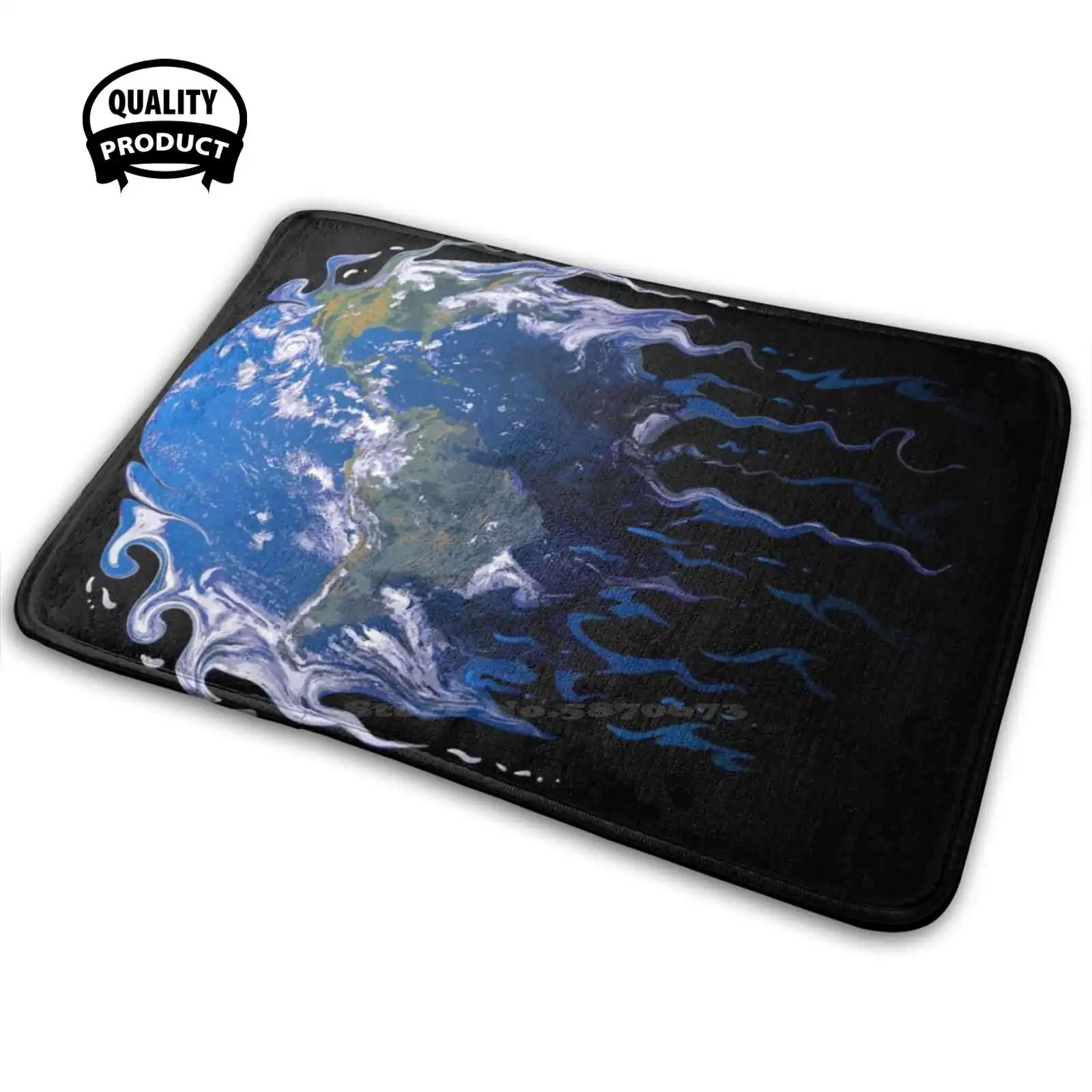 Warped Earth 3D Soft Non-Slip Mat Rug Carpet Cushion Earth Globe Planet ...