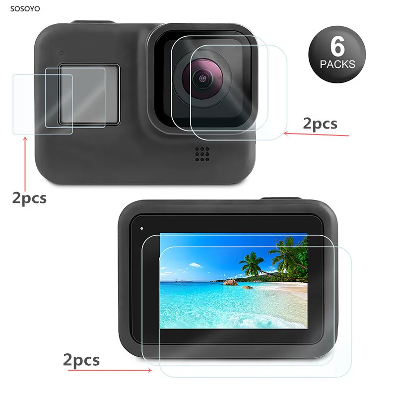 6pcs Hd Tempered Glass Screen Protector Film Lens Protector Film For ...