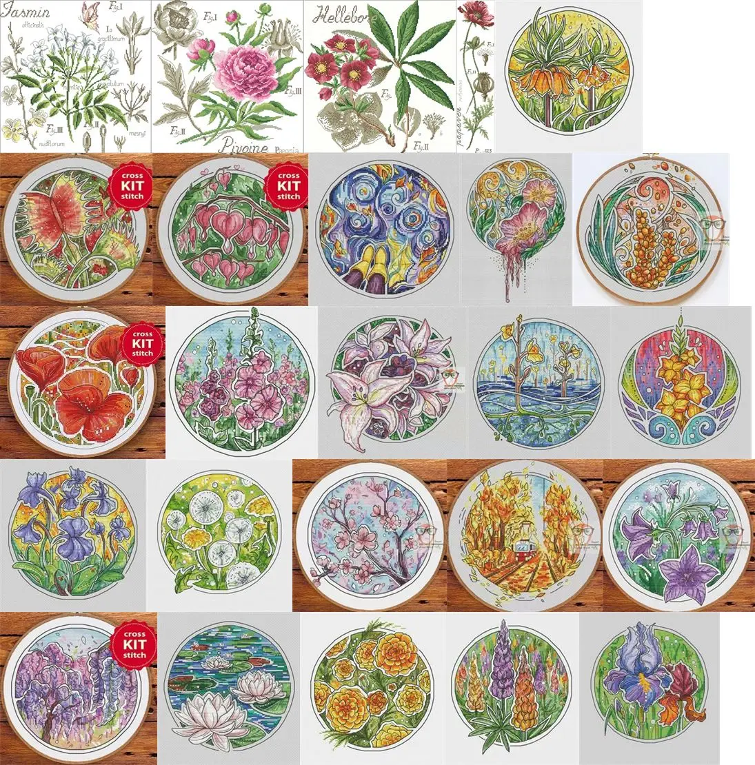 Top Selling 4.87usd Round Flowers 5 Counted Cross Stitch 11CT 14CT 18CT ...