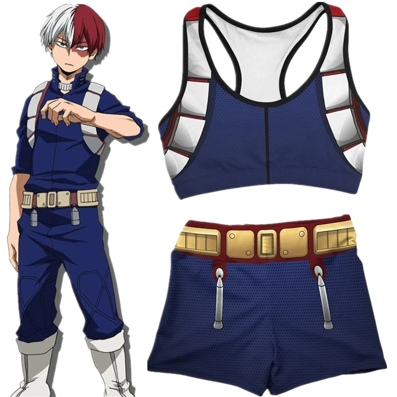 Anime meu herói academia cosplay traje todoroki shoto ginásio esporte ...