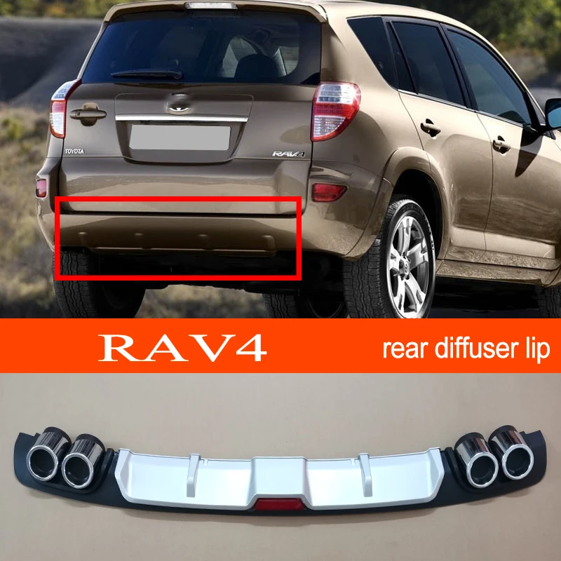 RAV4-2009-12-ABS-Plastic-Silver-Black-Car-Rear-Bumper-Rear-Diffuser ...