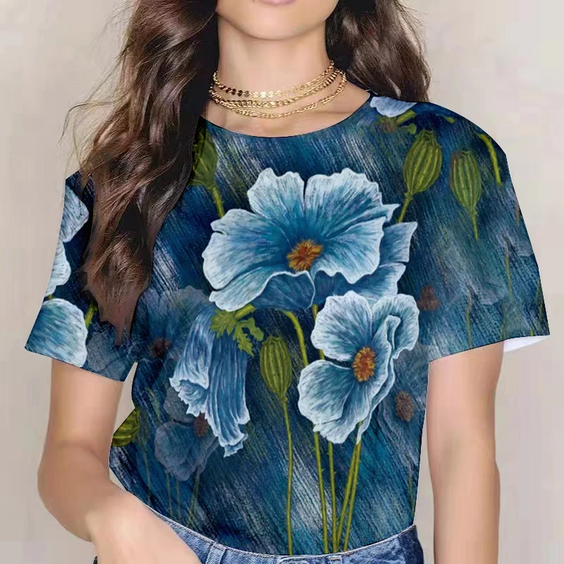 Camiseta de manga corta para mujer, ropa elegante con estampado 3d de ...