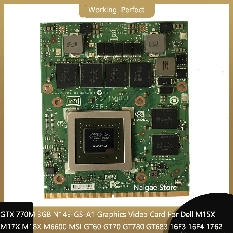 Original GTX 770M GTX770M N14E-GS-A1 3GB Graphics Card For Dell ...
